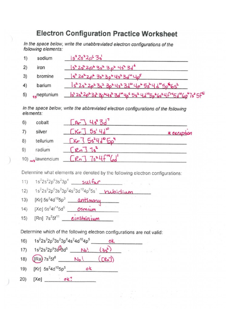 electron config ws answer key (1) | PDF