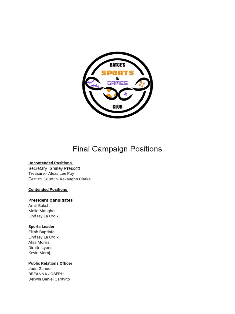 Final Campaign Positions | PDF