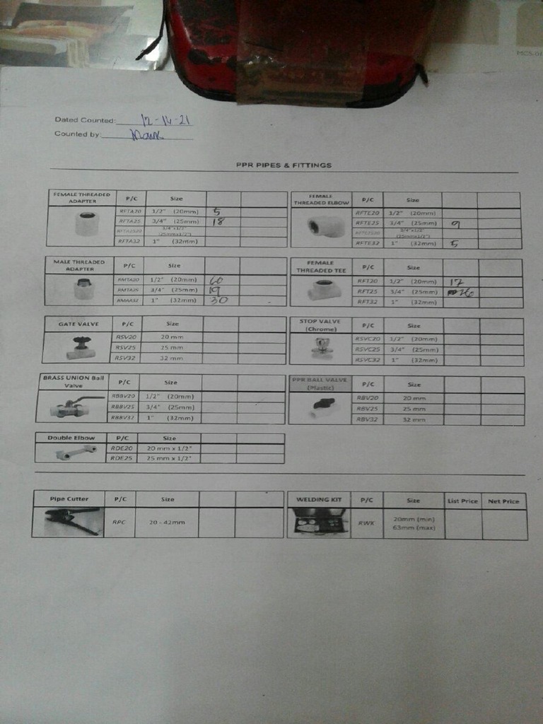 Poly 2021 Inventory PPR Fittings | PDF