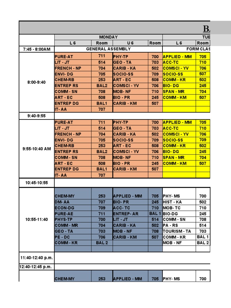 Final Batce Sixth Form 2022-23 Timetable | PDF