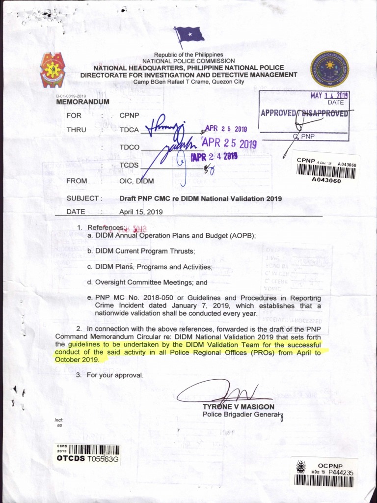 CMC No 16-2019 Directorate For Investigation and Detective Management ...