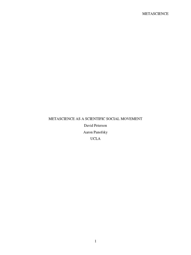 Metascience As A Social Movement PDF | PDF | Science | Methodology