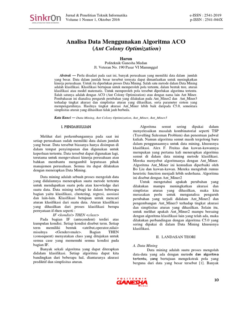 Analisa Data Menggunakan Algoritma ACO | PDF