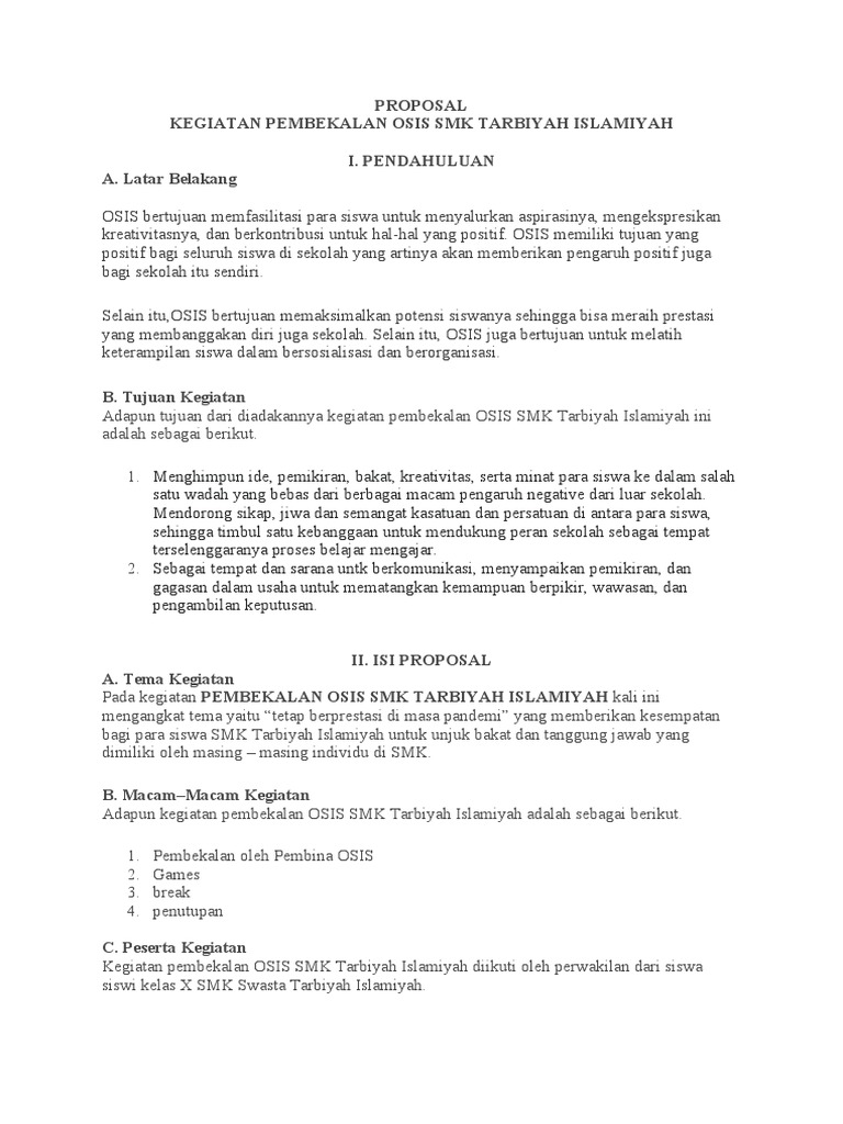 Proposal Kegiatan OSIS | PDF