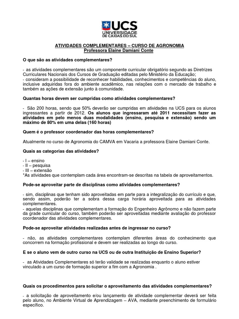 Atividades Complementares | PDF | Ensino Superior
