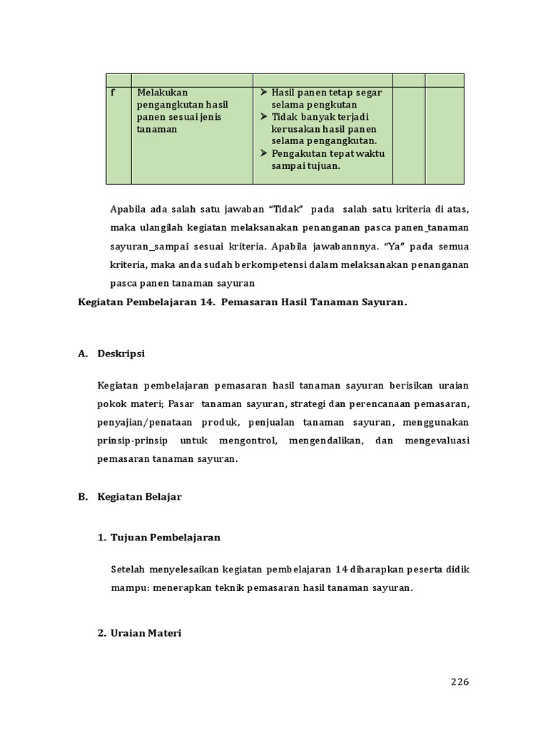 Kegiatan Pembelajaran 14. Pemasaran Hasil Tanaman Sayuran | PDF | Bisnis