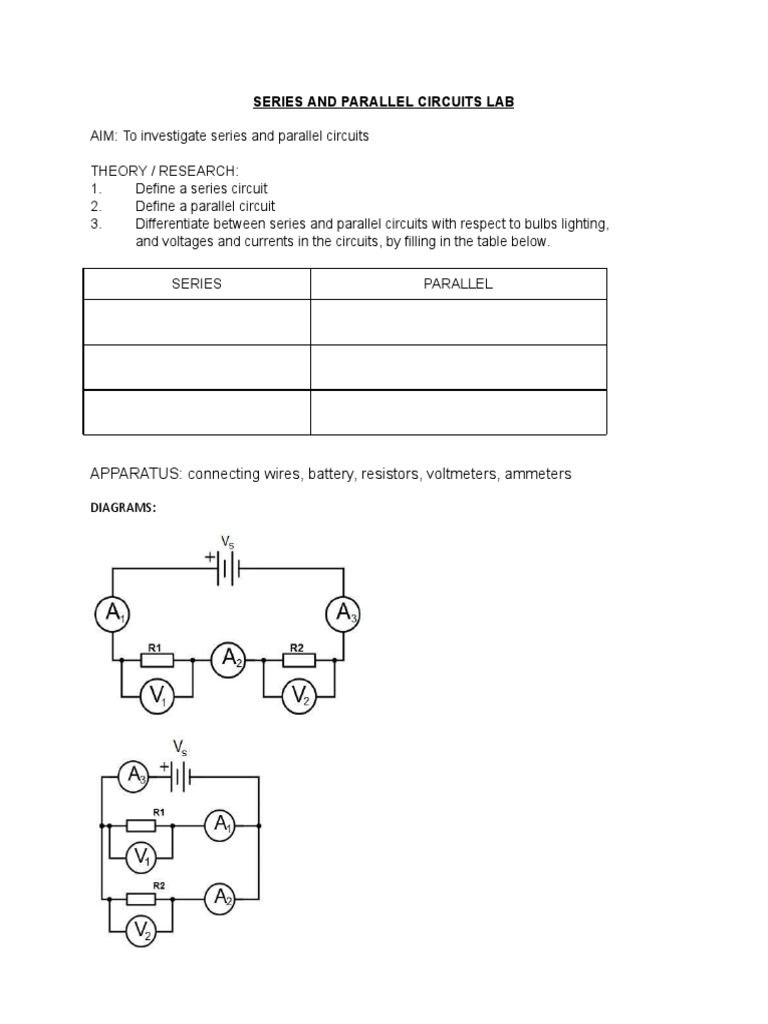 Series vs Parallel Circuits Lab Guide | PDF | Series And Parallel ...