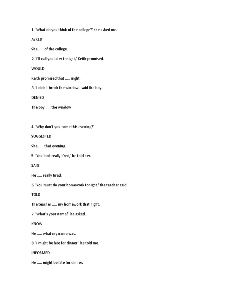 Reported Speech Practice | PDF