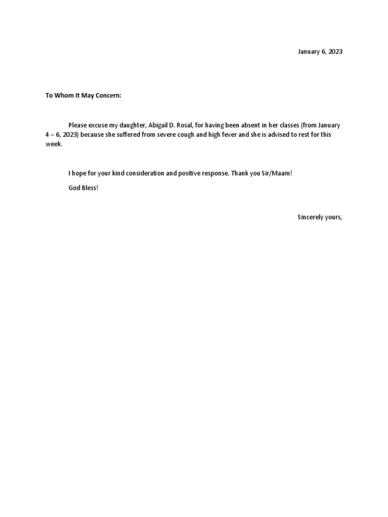 Excused Letter | PDF