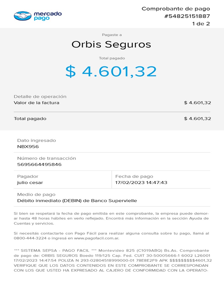 Orbis Seguros: Detalle de Operación | PDF