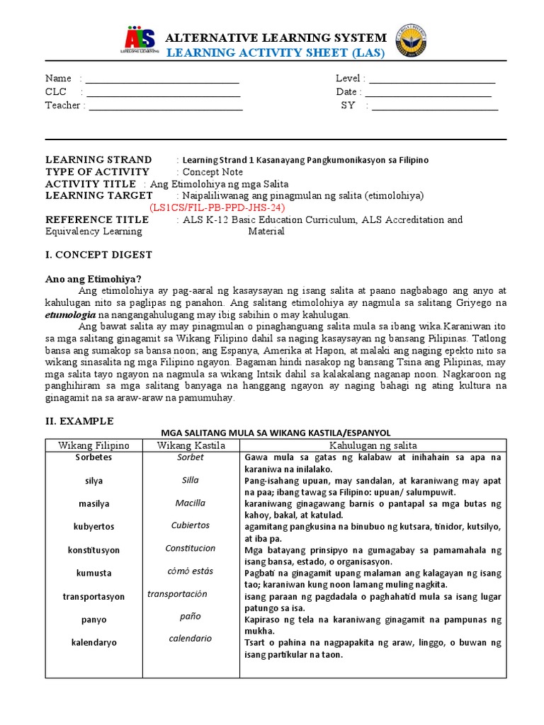 Learning Strand 1 Filipino | PDF