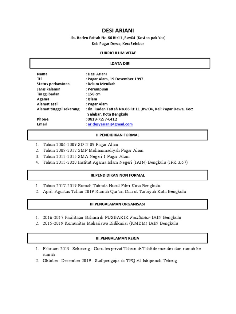 CV Desi Ariani | PDF