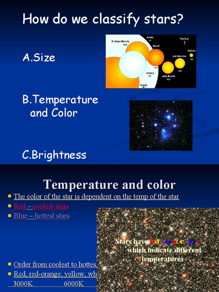 Classifying Stars by Temperature, Color and Brightness | PDF | Stars ...