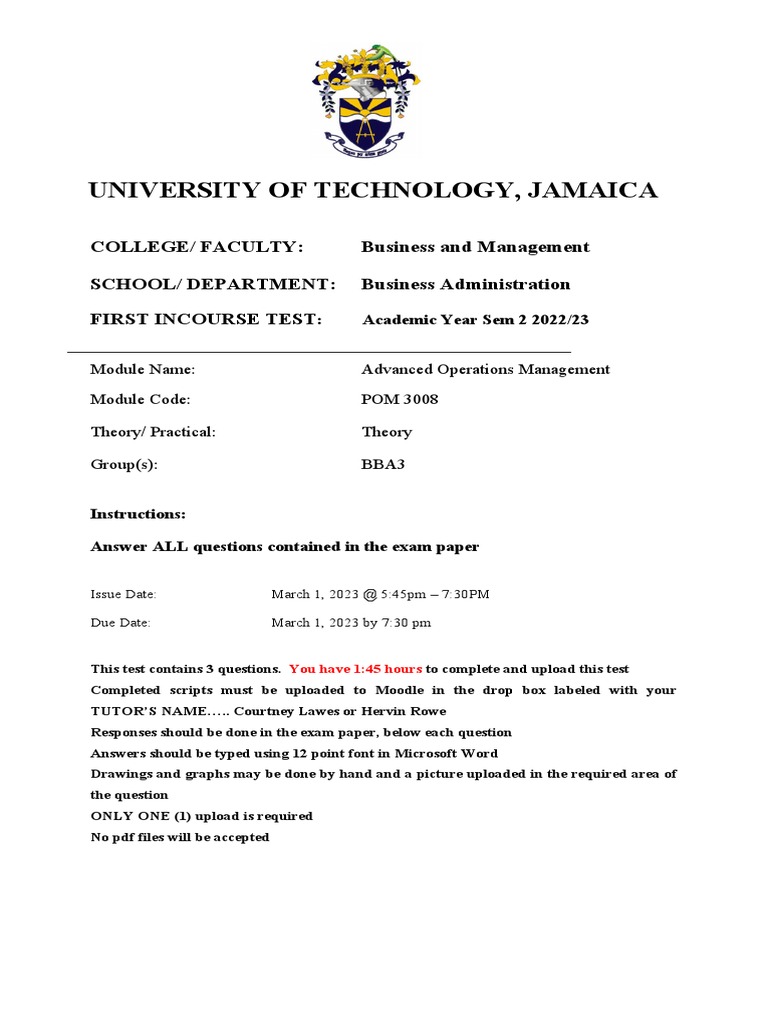 AOM Assessment 1 Sem 2 2022 23 | PDF | Computing