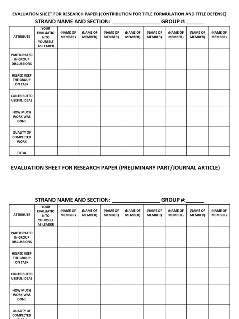 Evaluation Sheet (Evaluation of Leaders To The Members) | PDF | Career ...