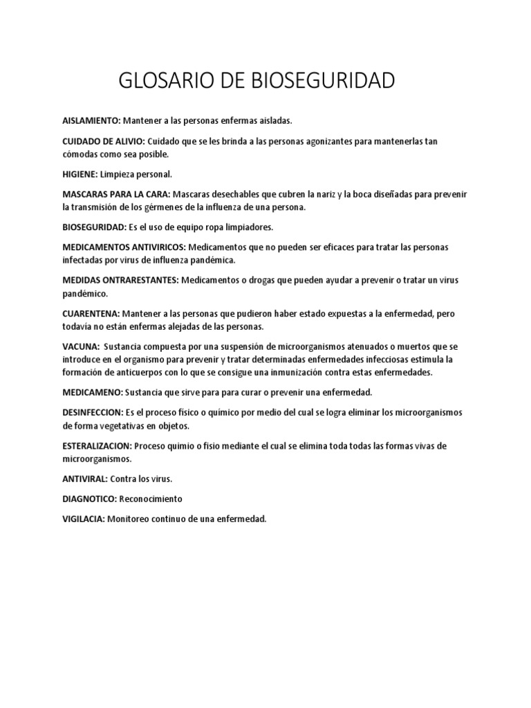 Glosario de Bioseguridad PDF | PDF