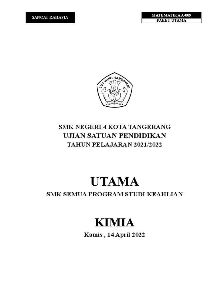 COVER UJIAN Kimia | PDF