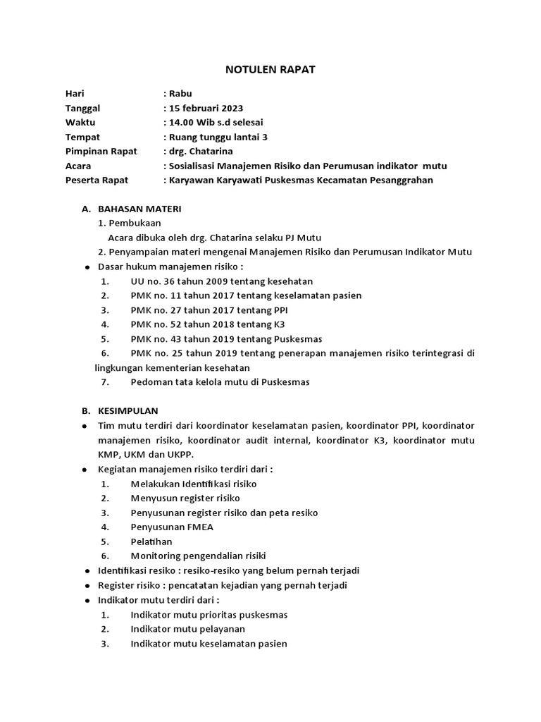 Notulen Foto MR 15 Feb 2023 | PDF | Bisnis | Komputer