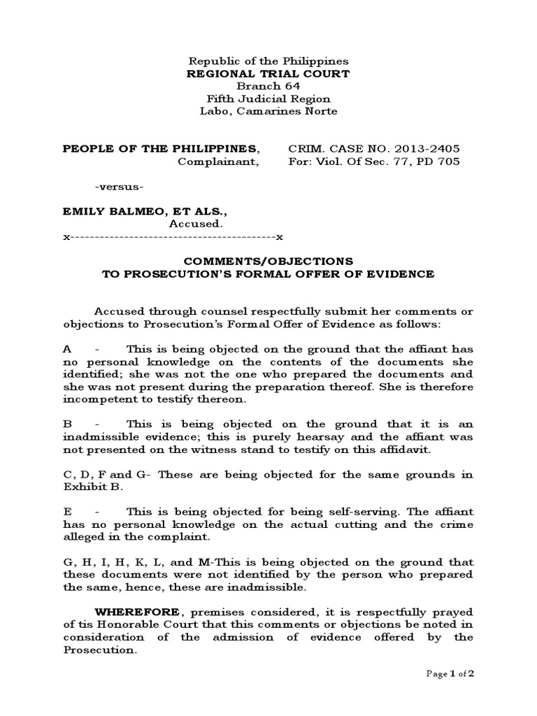 Balemo Comments To Foe | PDF | Affidavit | Criminal Procedure