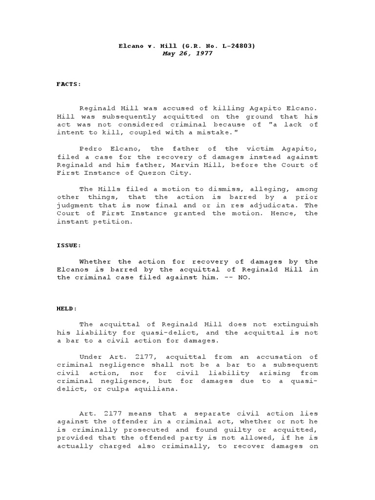 ELCANO v. HILL 77 SCRA 98 | PDF