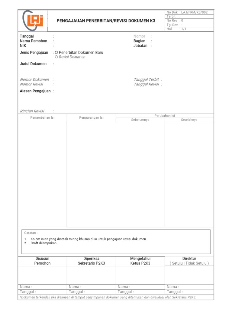 Dokumen Penerbitan Revisi k3 | PDF