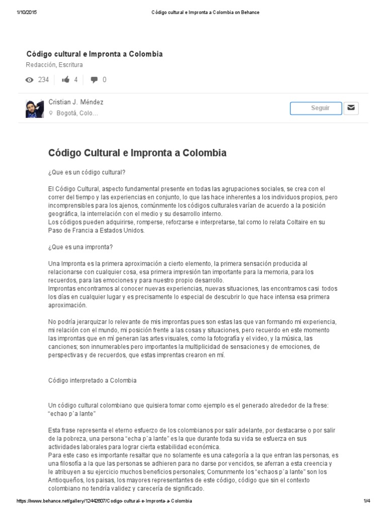 Códigos Culturales en Colombia | PDF | Colombia | Sicología