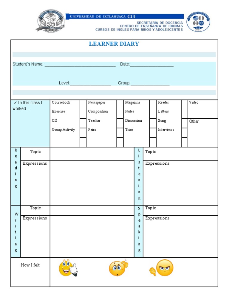 Learner Diary Secundaria | PDF