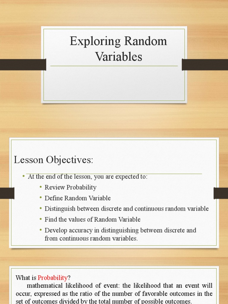 1 - 2exploring Random Variables CG 1 AND 2 Lesson1 | PDF | Probability Distribution | Random ...