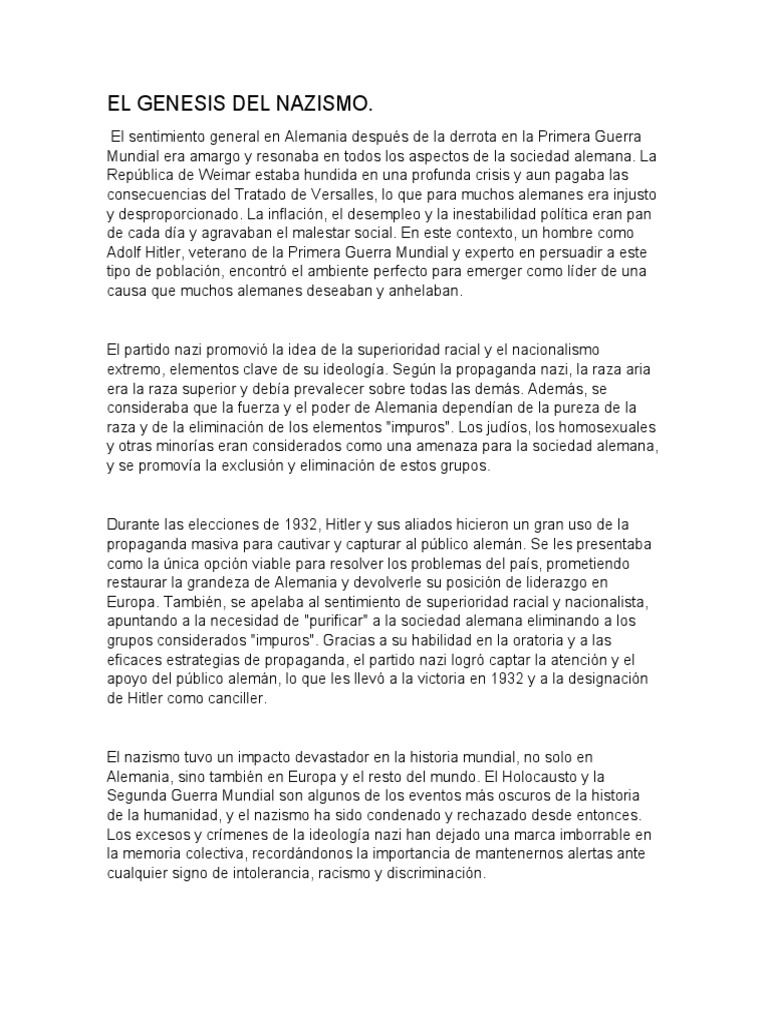 Orígenes del Nazismo en Alemania | PDF | nazismo | Alemania nazi