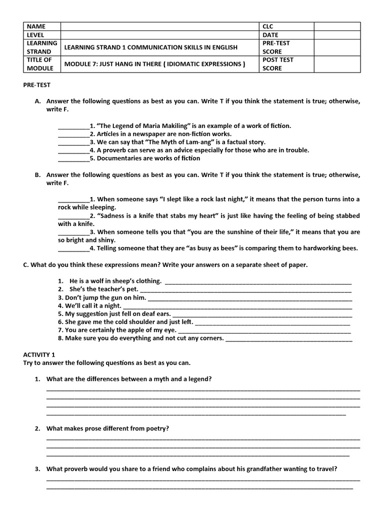 2022 - LS1 English Module 7 Als | PDF
