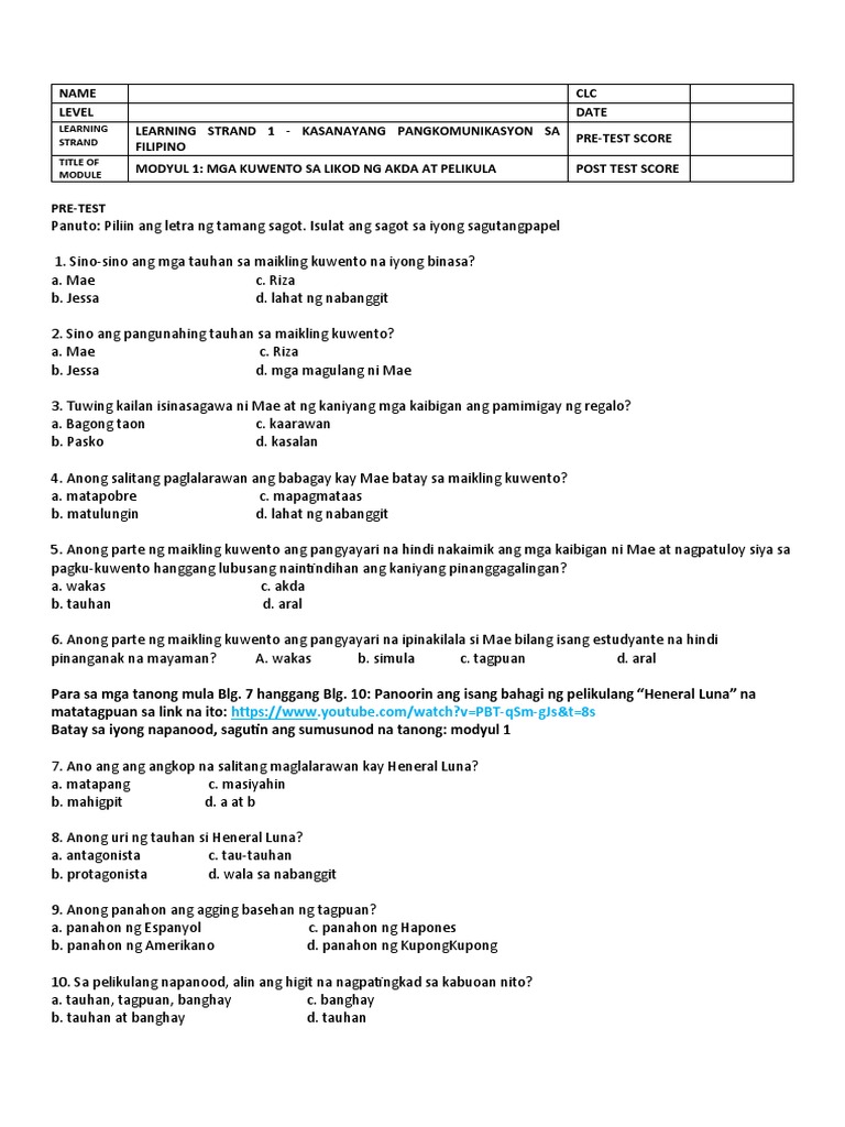 2022 - LS1 Filipino Module 1 Als | PDF
