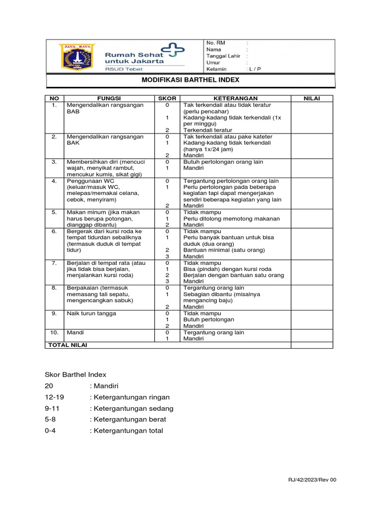 Modifikasi Barthel Index 3 | PDF