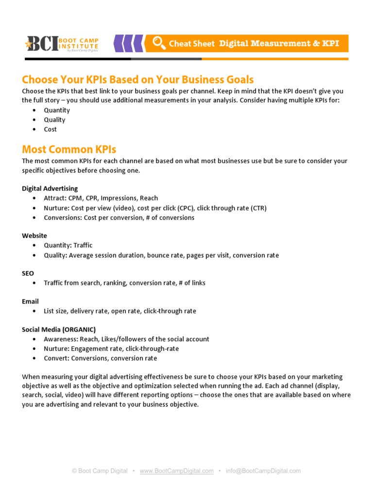 Digital Measurement Cheat Sheet | PDF | Search Engine Optimization ...