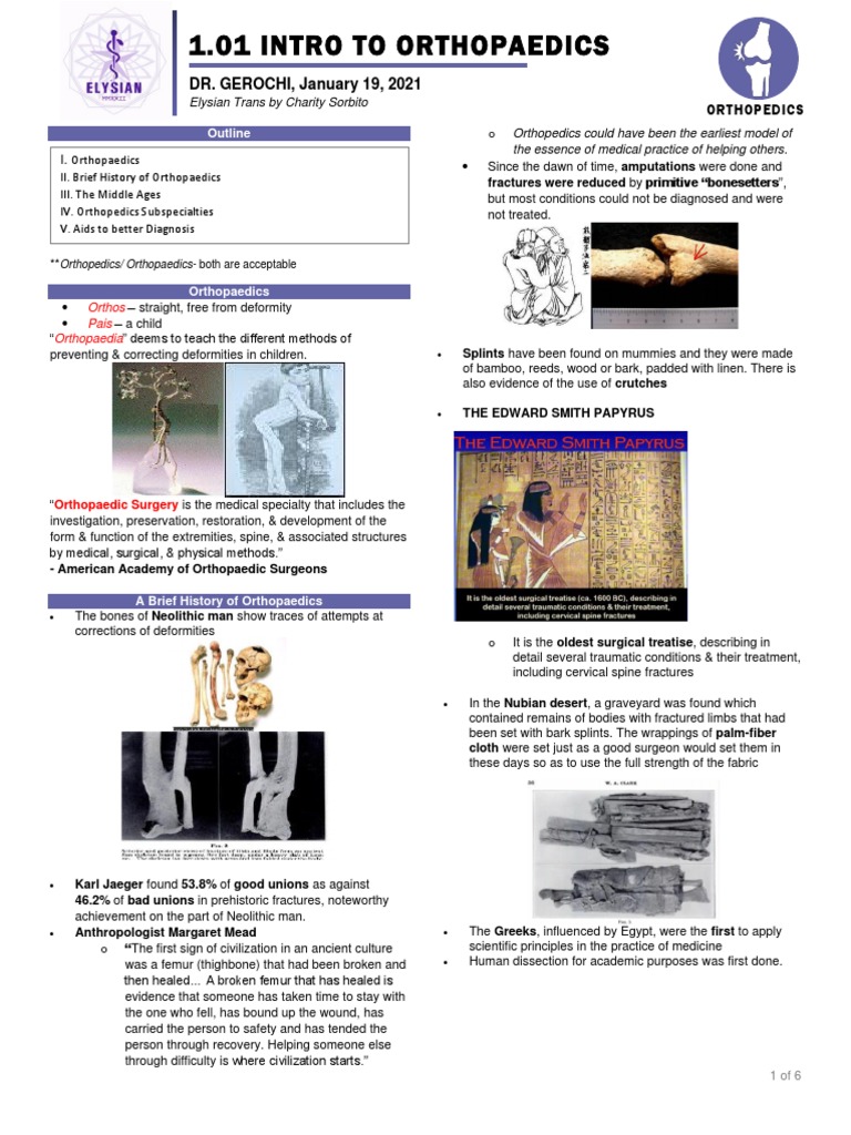 ORTHO-Intro To Orthopedics (Dr. Gerochi) | PDF | Orthopedic Surgery ...