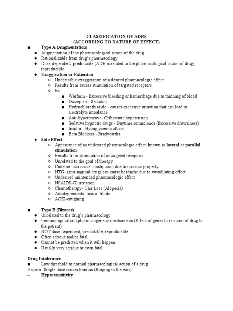 Classification of Adrs | PDF | Health Care | Human Diseases And Disorders