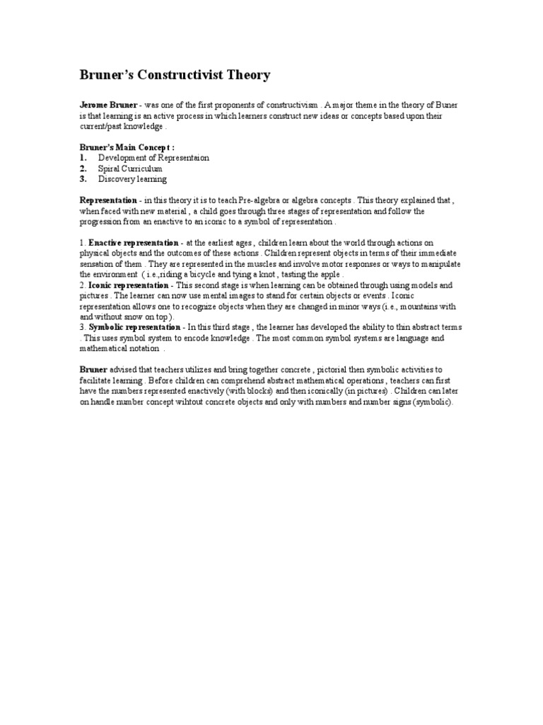 Bruner's Three Stages of Learning | PDF