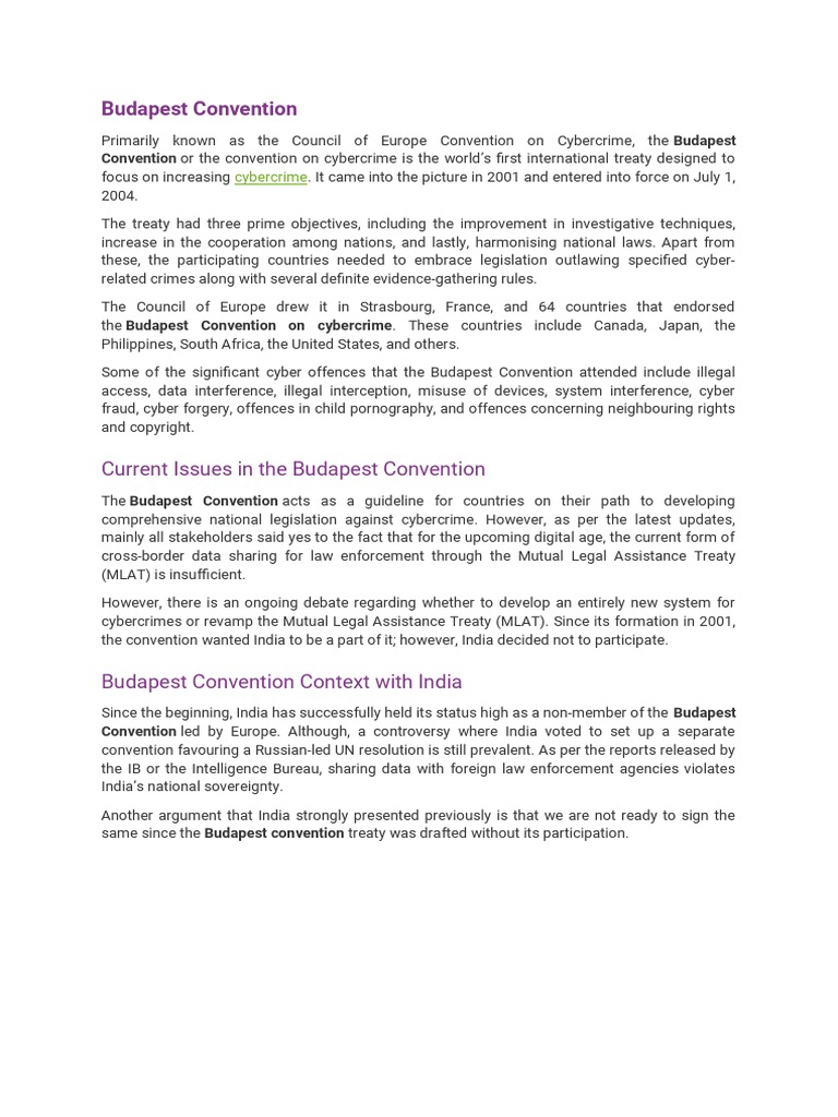 Budapest Convention | PDF | Common Law | Crimes