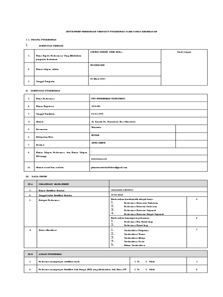 Instrumen TPCB Pusk. Wonotirto | PDF