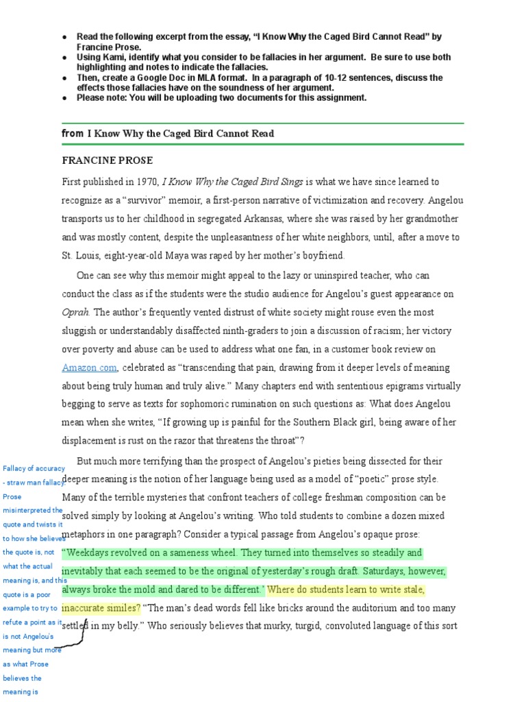 Kami Export - SAM WU - 3C. Assignment - Prose, From I Know Why The ...