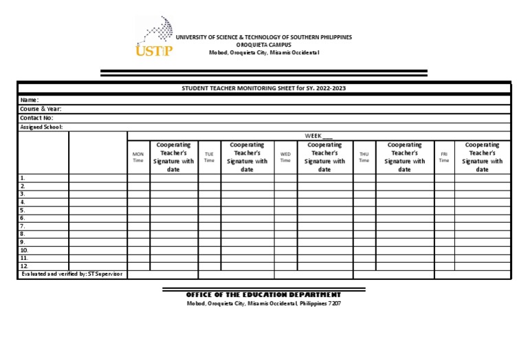 Practice Teaching Attendance-Sheet | PDF