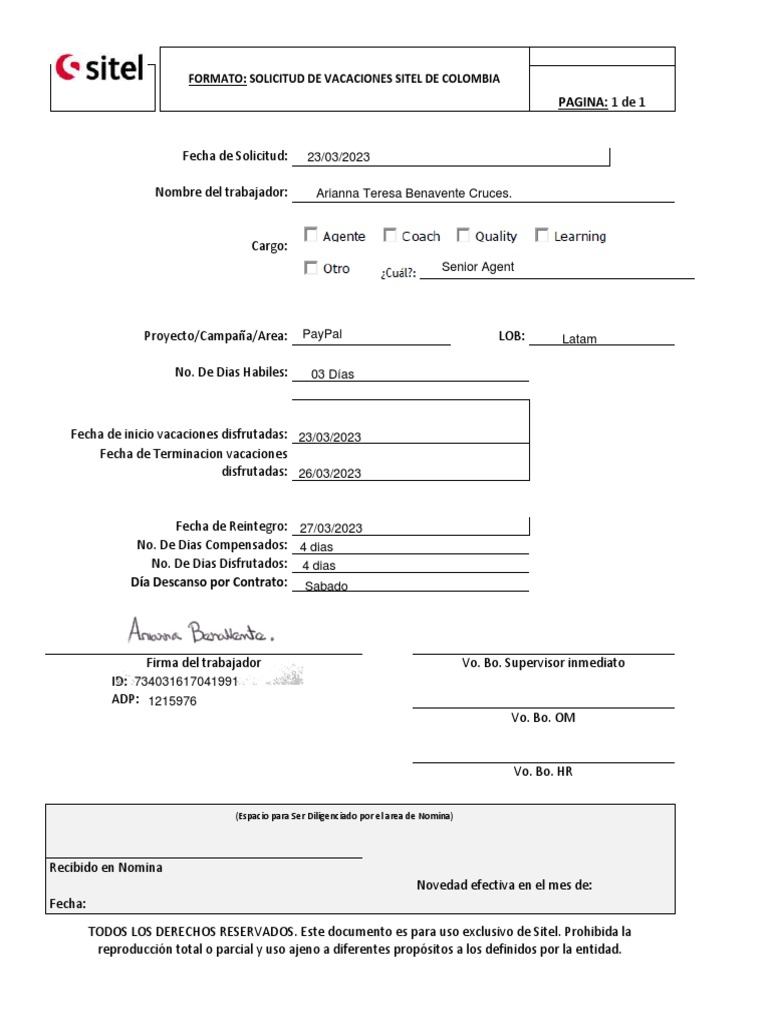 FORMATO VAC Actualizado | PDF