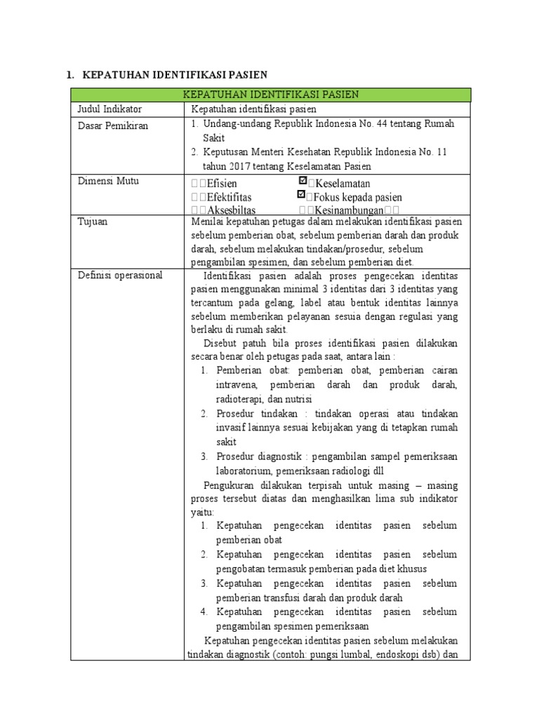 Profil Inm Kepatuhan Identifikasi Pasien | PDF