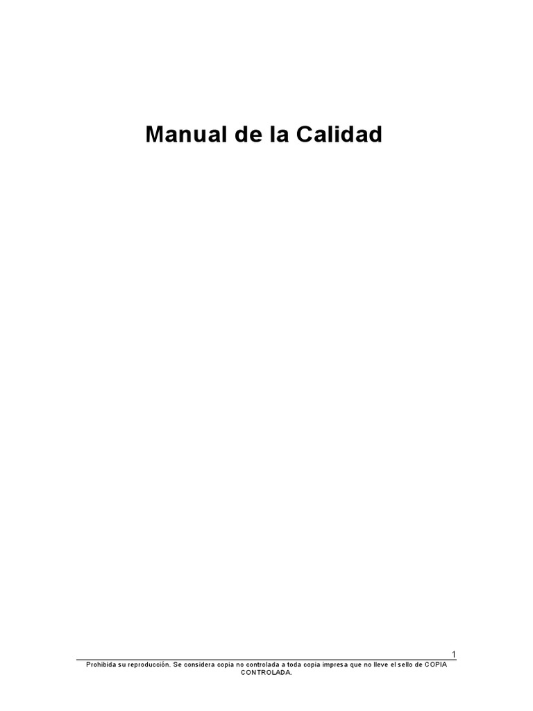 M-CA-001 Manual de La Calidad Template | Descargar gratis PDF | Calidad (comercial) | Planificación