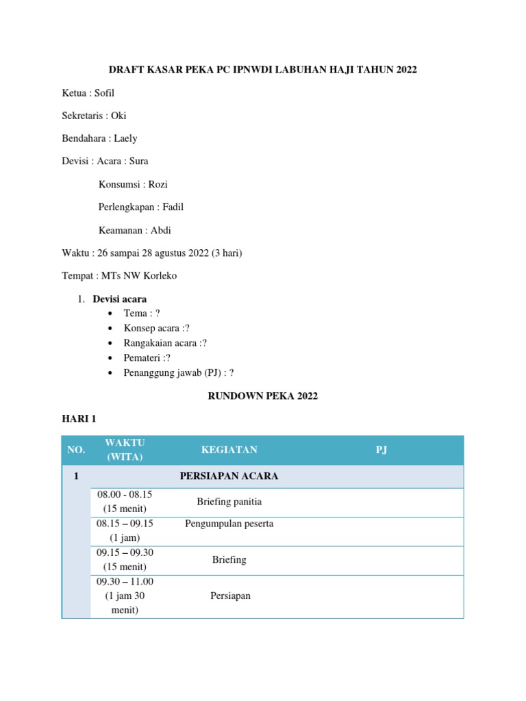 Draft Kasar Peka 2022 | PDF