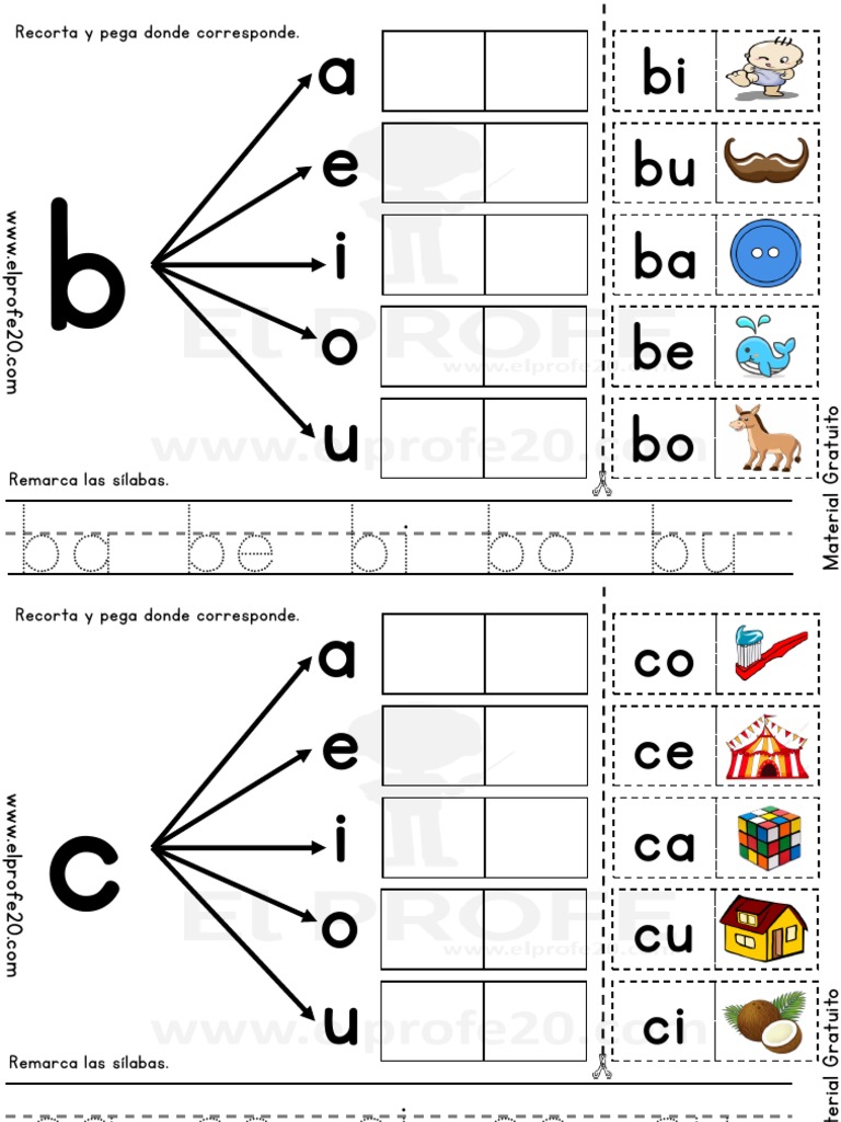 Cuadernillo Aprende Las Silabas Simples Recortando y Pegando | PDF