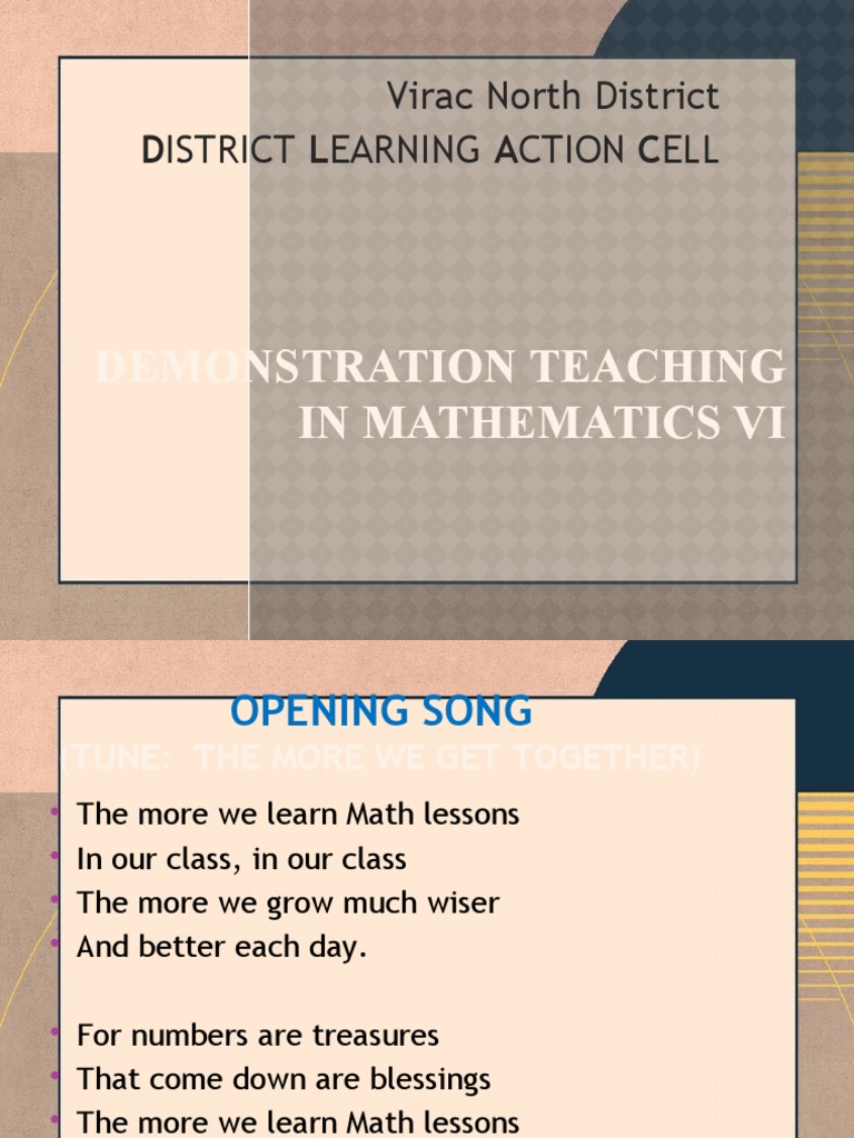 DEMONSTRATION TEACHING in MATHEMATICS VI | PDF | Volume | Length