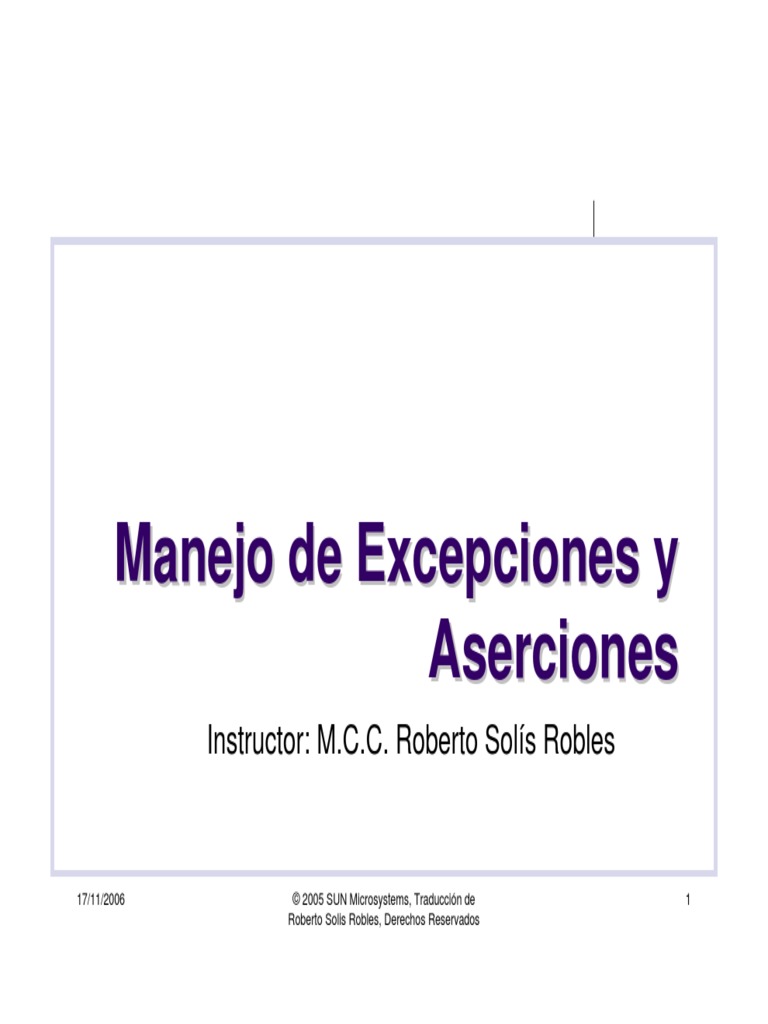 Manejo de Excepciones y Aserciones PDF | Descargar gratis PDF | Programa de computadora ...