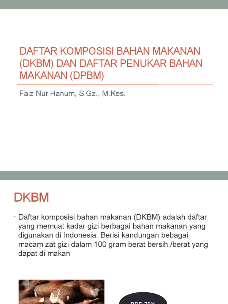 Daftar Komposisi Bahan Makanan (DKBM) | PDF