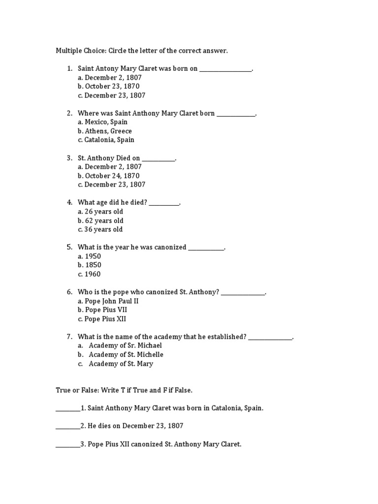 Life of ST Anthony Mary Claret | PDF