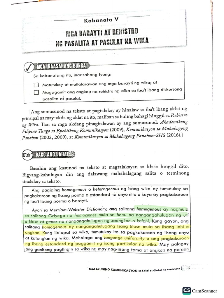Kabanata 5 - Mga Barayti at Rehistro NG Pasalita at Pasulat Na Wika | PDF